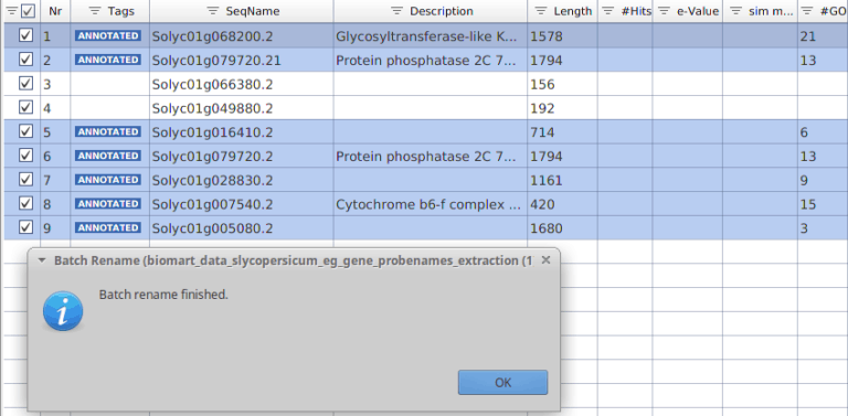 How to rename the sequence name in OmicsBox - BioBam