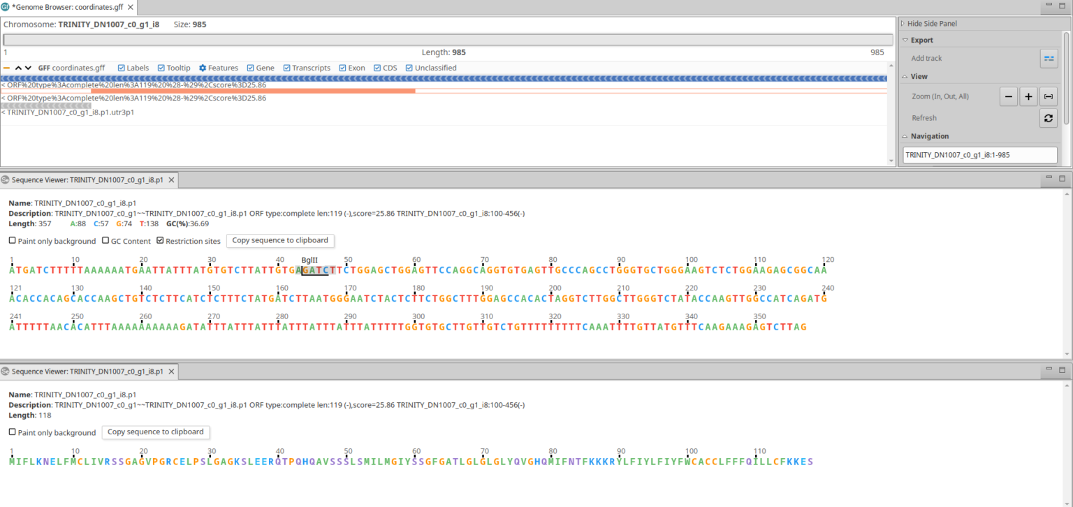 Predict Coding Regions with TransDecoder - BioBam